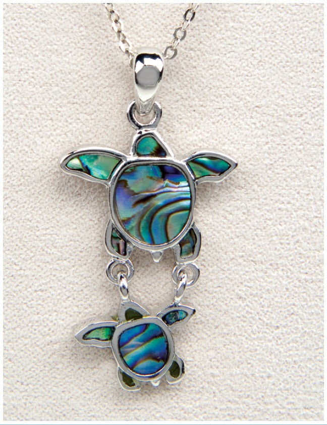 Necklace- Abalone Turtle Duo – The Turtle Hospital